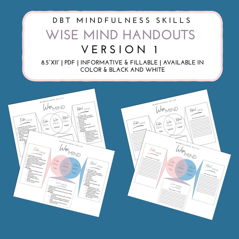 Wise Mind DBT Skill Handouts - Etsy