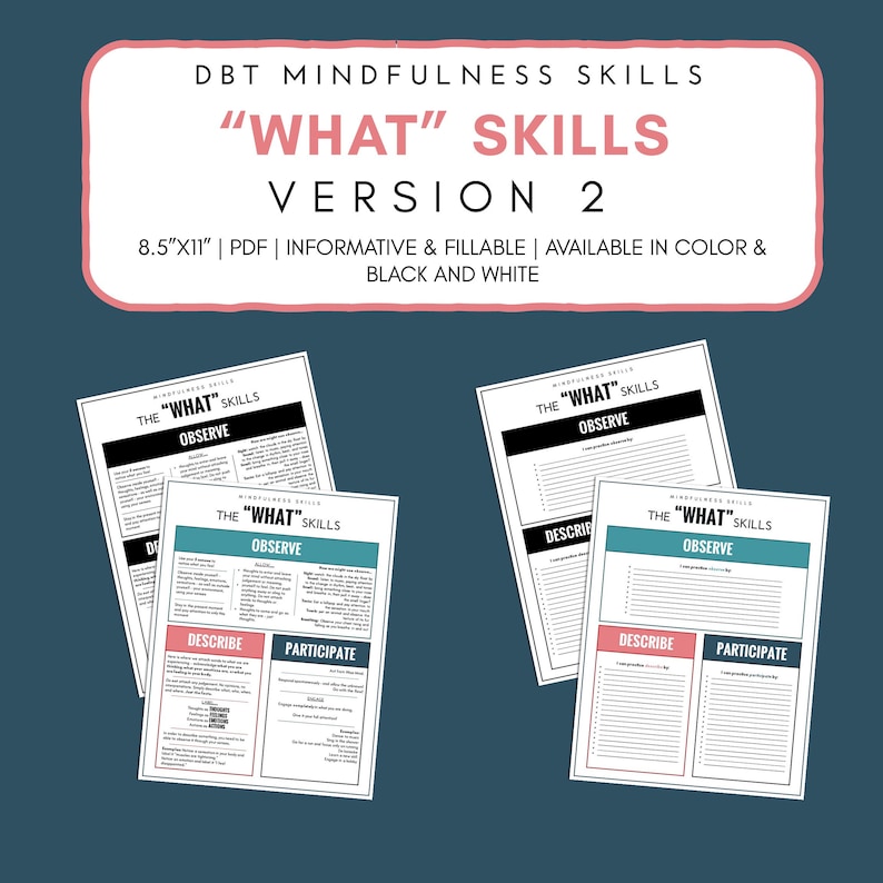 The what Skills DBT Mindfulness Handouts - Etsy