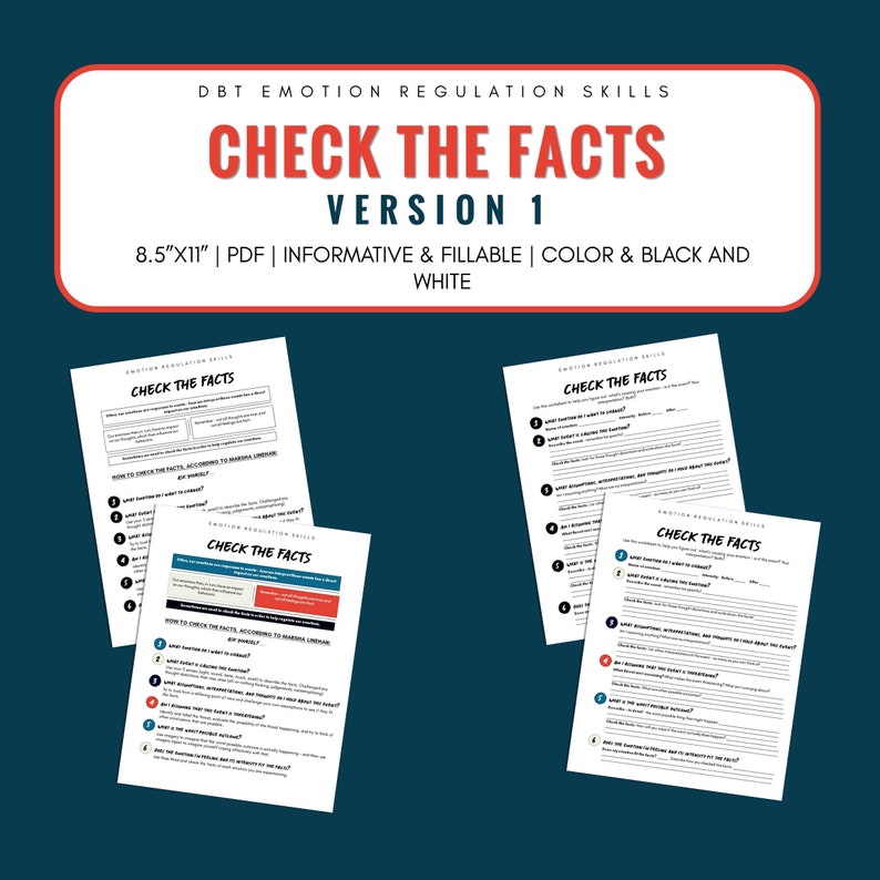 Check the Facts DBT Emotion Regulation Handouts - Etsy