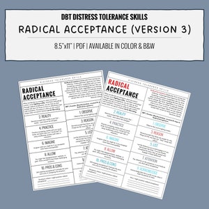 Radical Acceptance DBT Distress Tolerance Handouts - Etsy