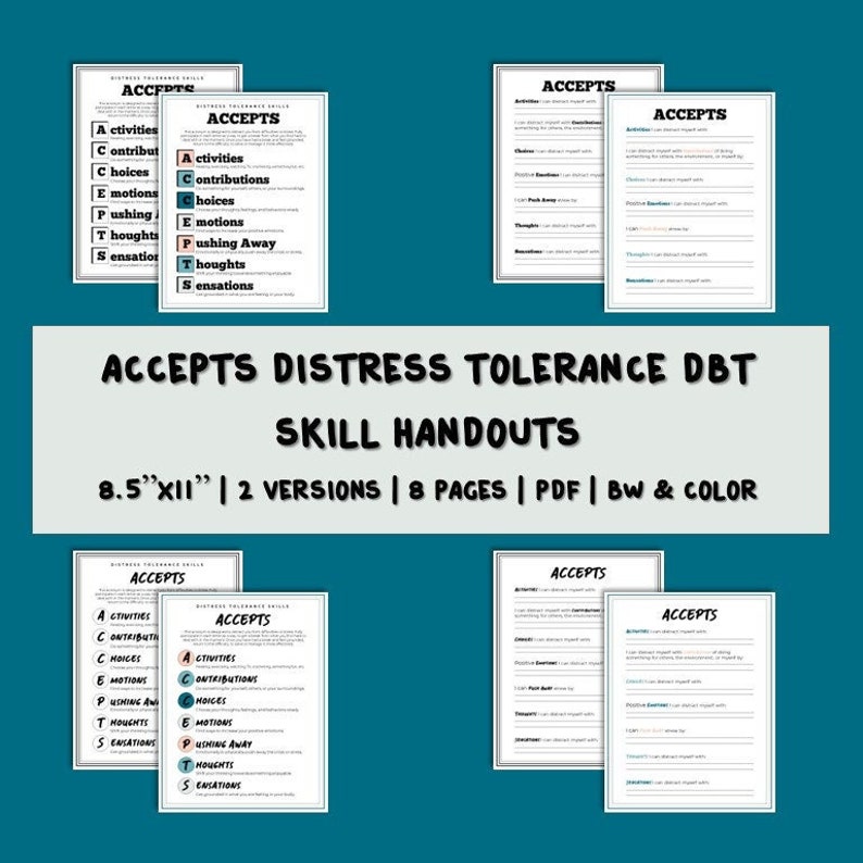 ACCEPTS Distress Tolerance DBT Skill Handout - Etsy