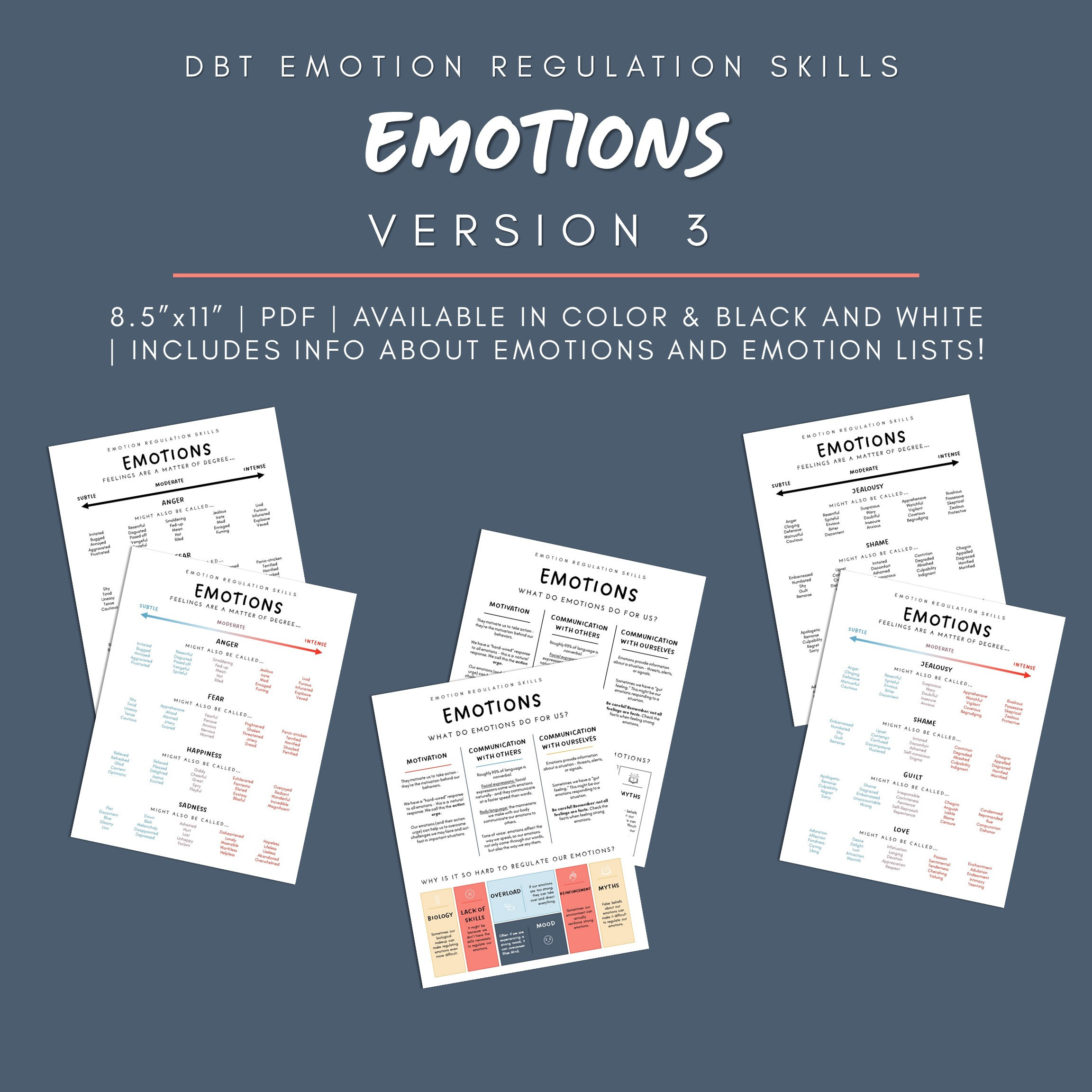 Emotions, What They Do, and Emotion Lists DBT Emotion Regulation ...