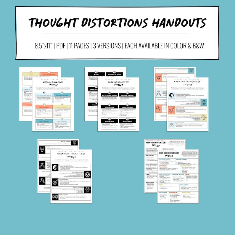 Thought Distortions (cognitive Distortions) Handouts - Etsy