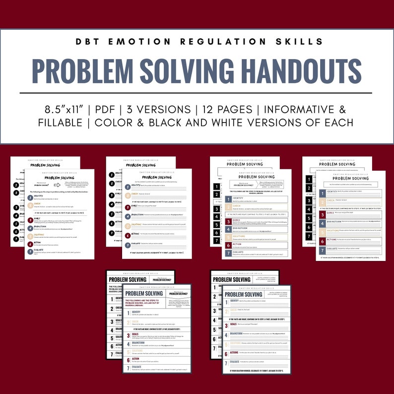 Problem Solving DBT Skill Handouts - Etsy