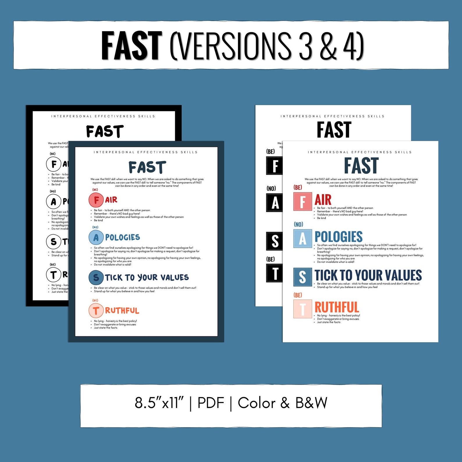 FAST DBT Interpersonal Effectiveness Skill Handouts - Etsy