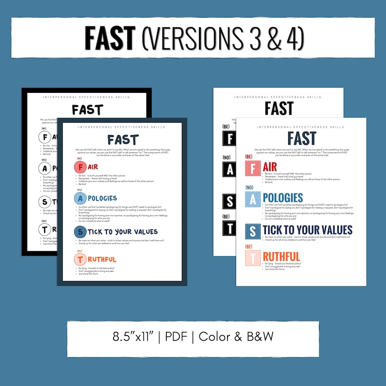 FAST DBT Interpersonal Effectiveness Skill Handouts - Etsy
