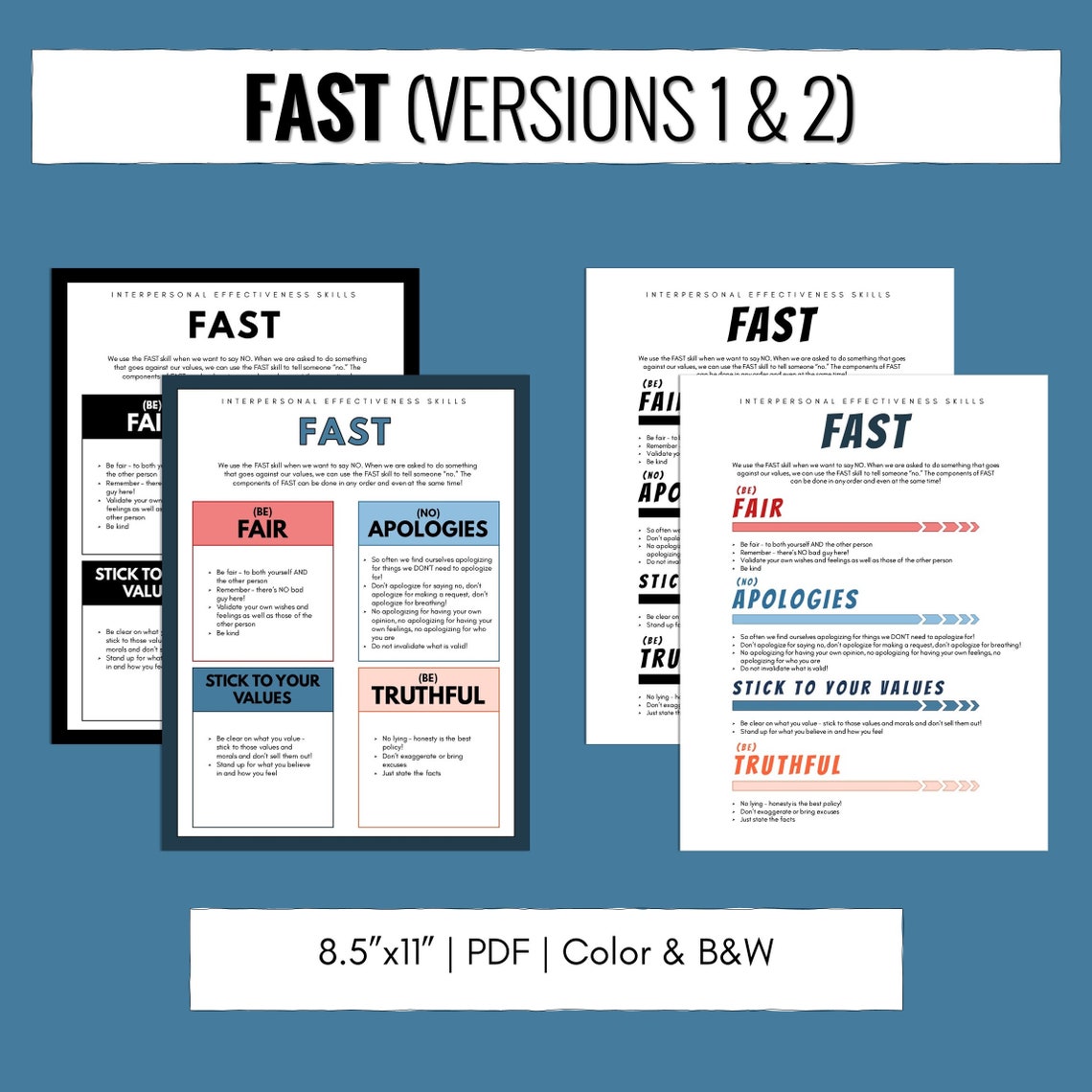 FAST DBT Interpersonal Effectiveness Skill Handouts - Etsy