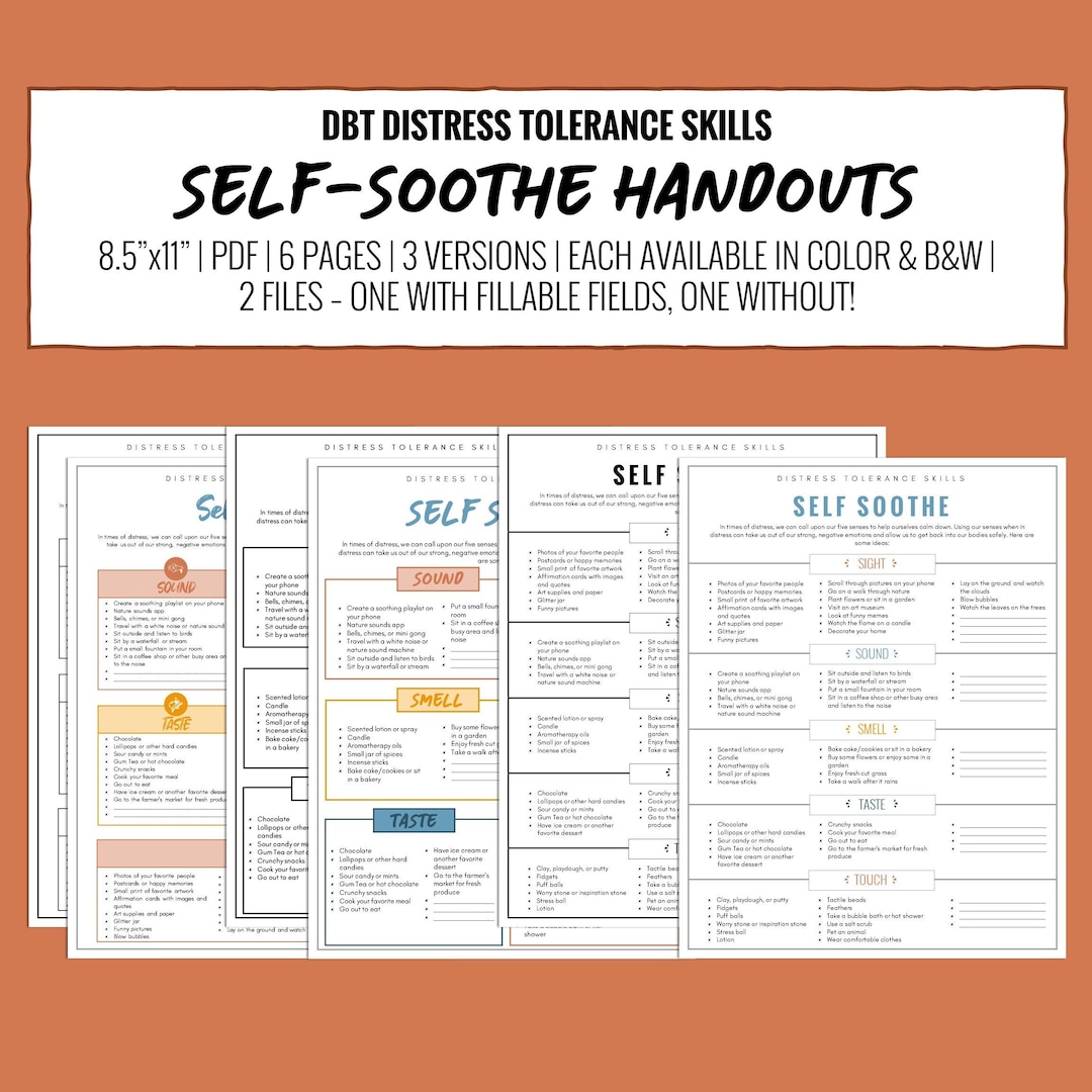 Self-soothe Distress Tolerance DBT Skill Handouts - Etsy