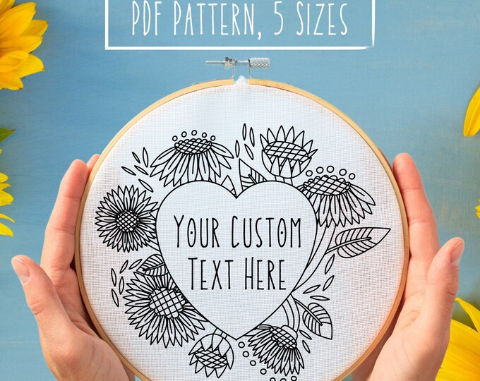 DIY Hand Embroidery Pattern PDF, Hand Embroidered Flower Garden, Roses and Sunflowers, Summer ...
