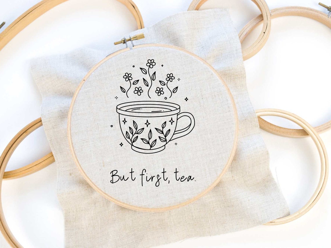 Tea Cup Embroidery Pattern PDF Pattern Tea Design - Etsy