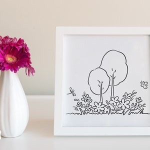 Flowers and Trees Hand Embroidery Pattern - PDF Pattern Download ...