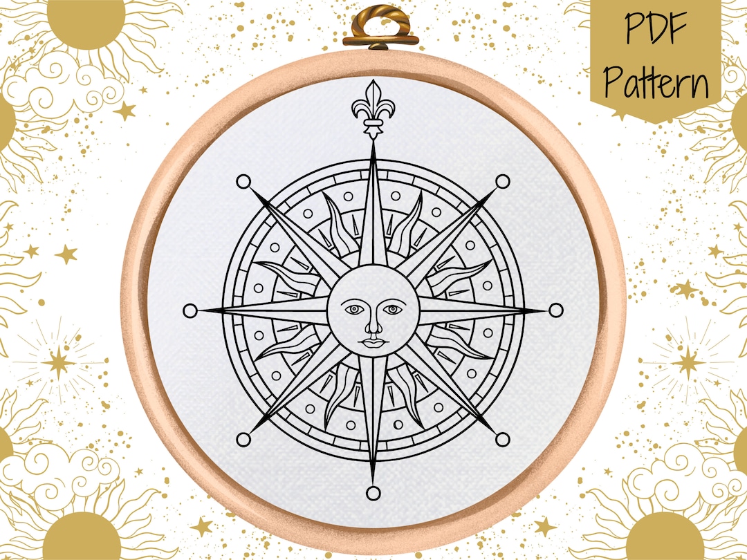 Sun Hand Embroidery Pattern - PDF Pattern Download - Celestial Design ...