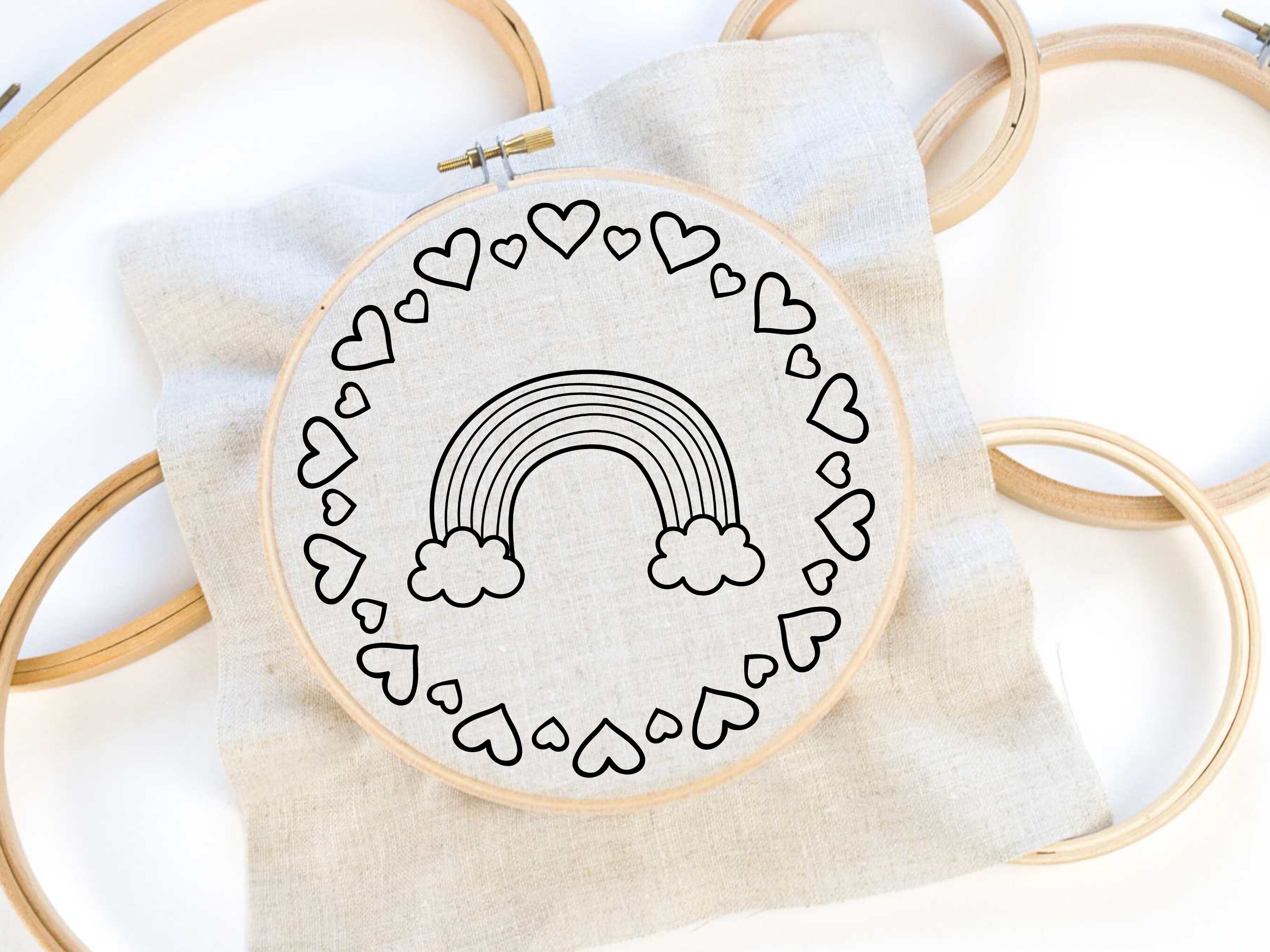 Rainbow Embroidery Pattern PDF Pattern Rainbow Hearts - Etsy