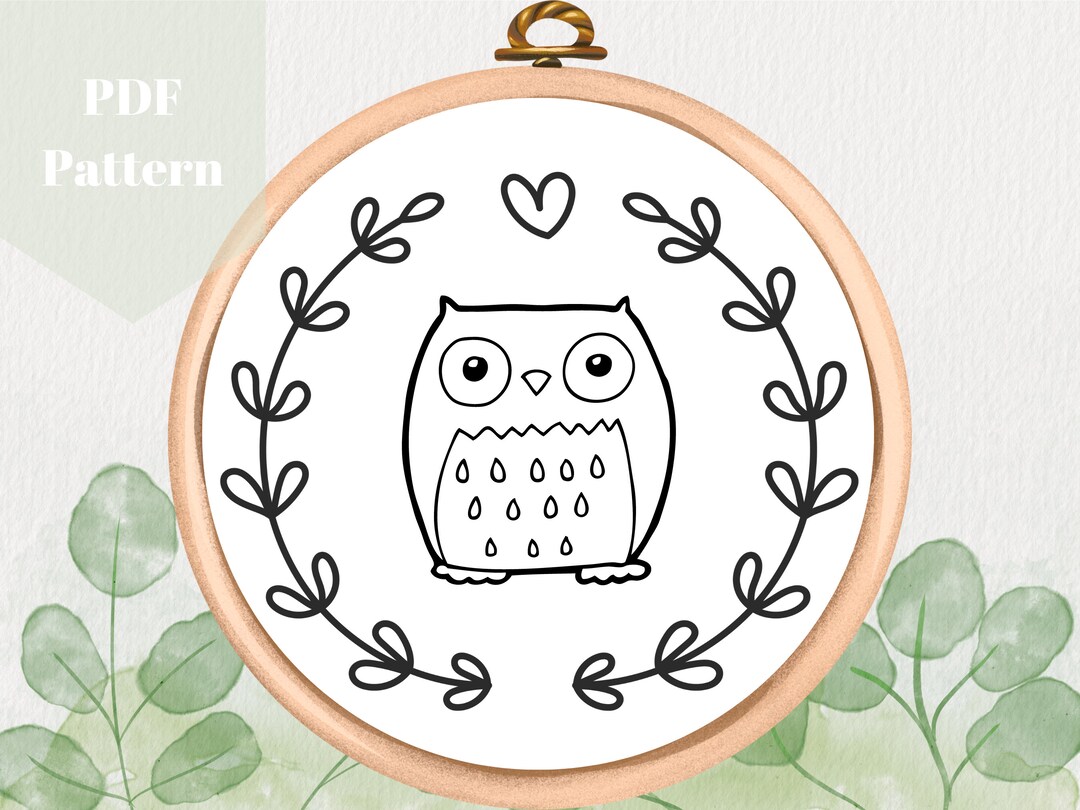 Owl Embroidery Pattern - PDF Pattern - Instant Download - Easy ...