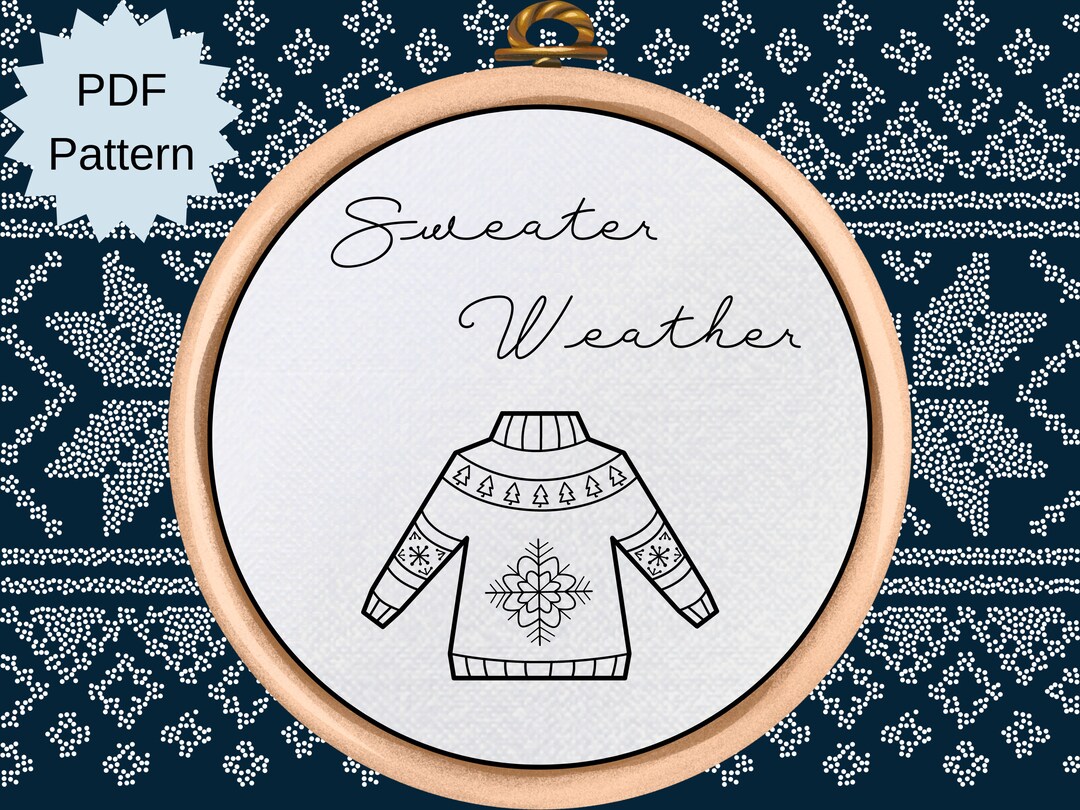 Hand Embroidery PDF Pattern, Sweater Weather, Digital Download - Etsy