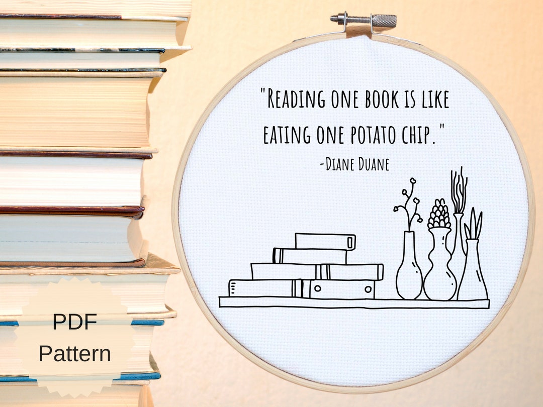 Book Hand Embroidery Pattern, PDF Pattern, Book Lovers Embroidery ...