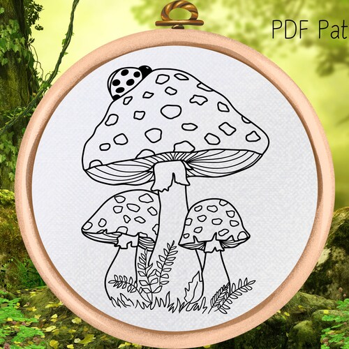 Toadstool Hand Embroidery Pattern PDF Pattern Download - Etsy