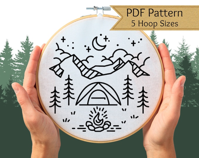 Camping Hand Embroidery Pattern - Camping Trip - PDF - Instant Download ...