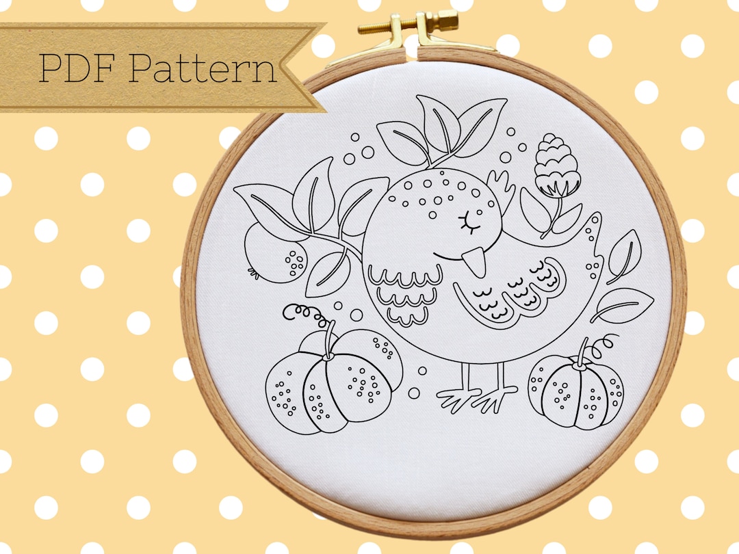 Hand Embroidery PDF Pattern, Bird and Flowers, Digital Download Pattern ...