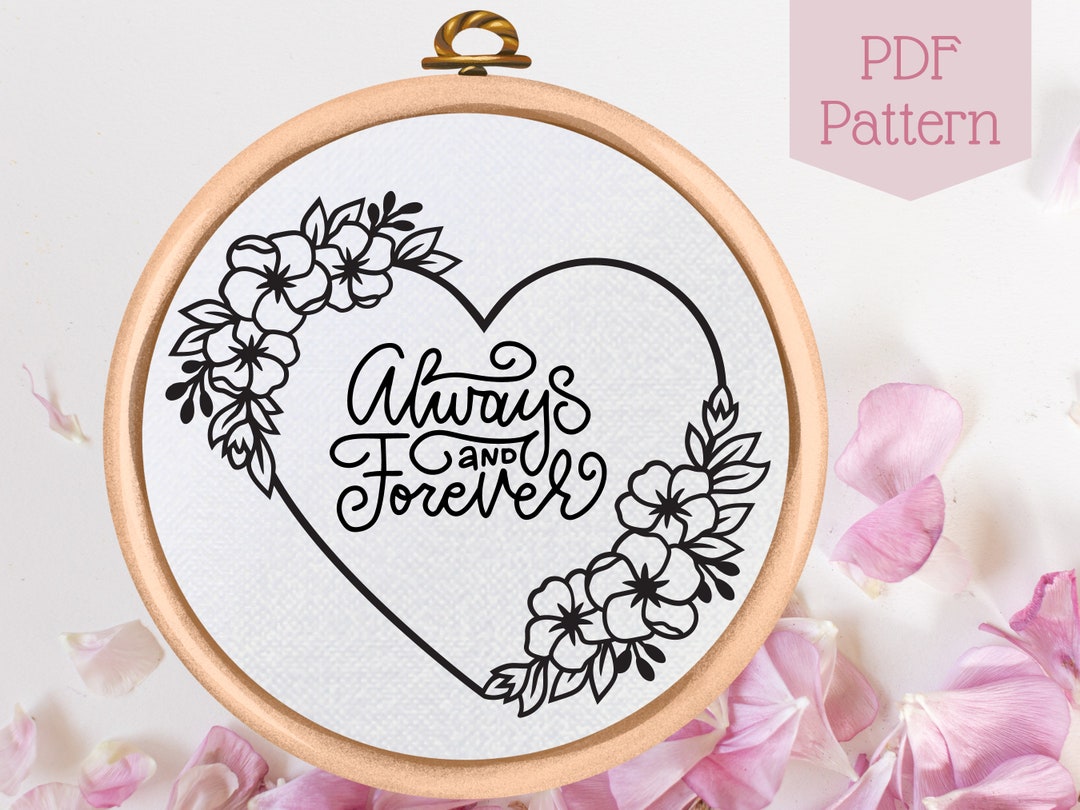 Heart Hand Embroidery Design - PDF Pattern - Flowers Embroidery ...