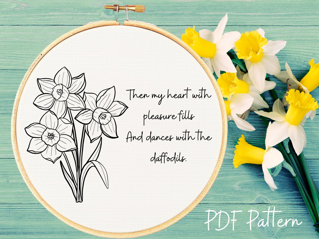 Daffodils Hand Embroidery Pattern: Floral Design (PDF Pattern) - Etsy