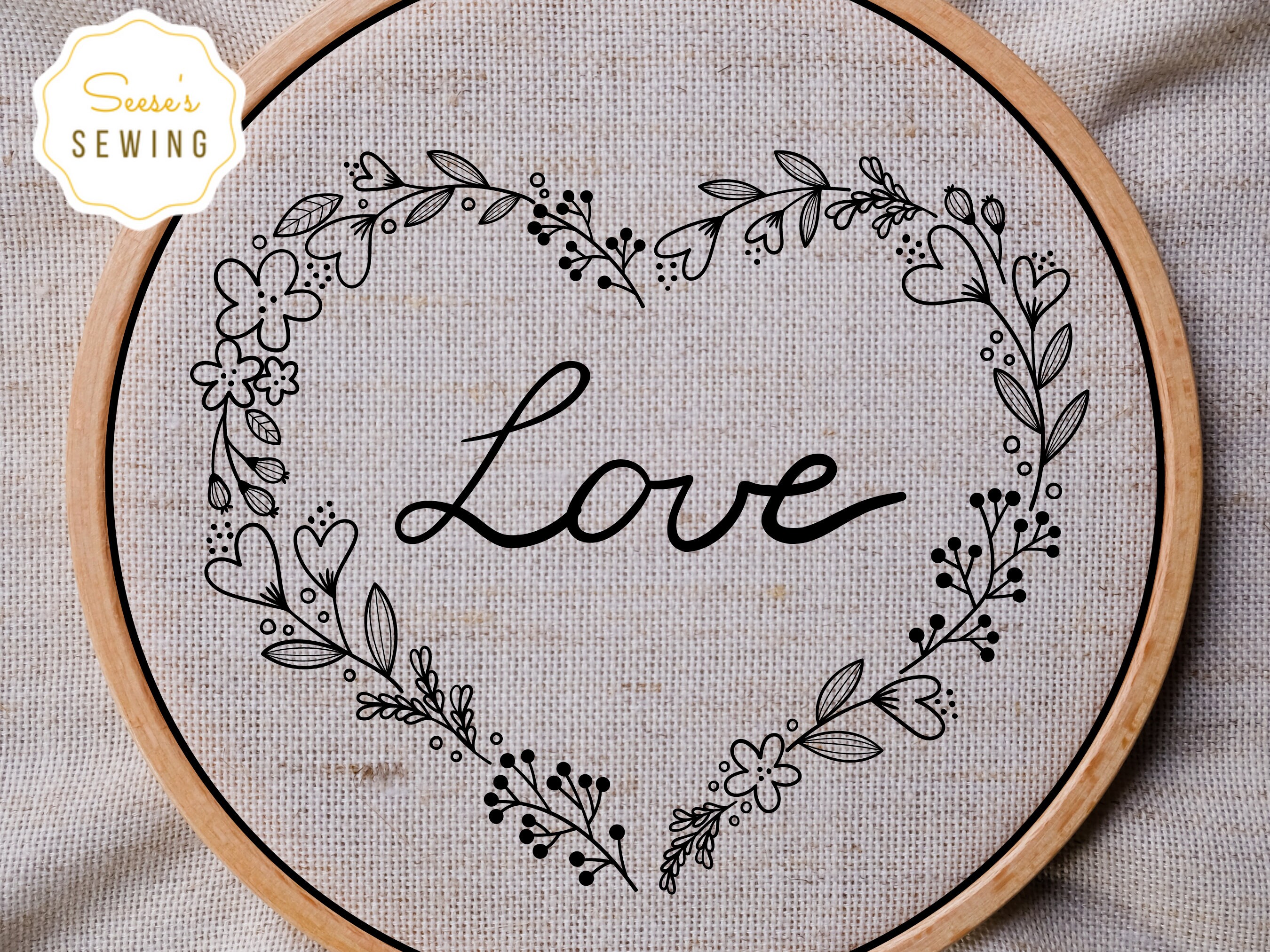 Flower Heart 'love' Hand Embroidery Pattern (PDF Download) - Etsy