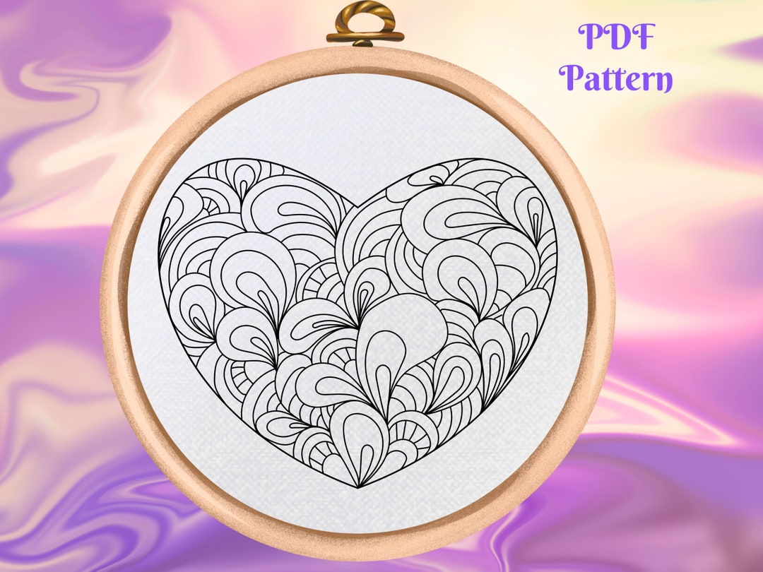 Heart Hand Embroidery Design - PDF Pattern - Beginner Embroidery - Etsy