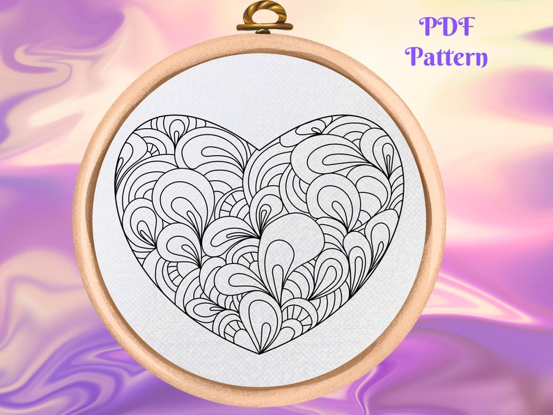 Heart Hand Embroidery Design PDF Pattern Beginner - Etsy