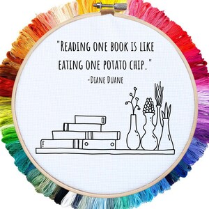 Book Hand Embroidery Pattern, PDF Pattern, Book Lovers Embroidery ...