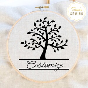Tree of Life Hand Embroidery Pattern: Customizable Text, 5 Sizes (PDF ...