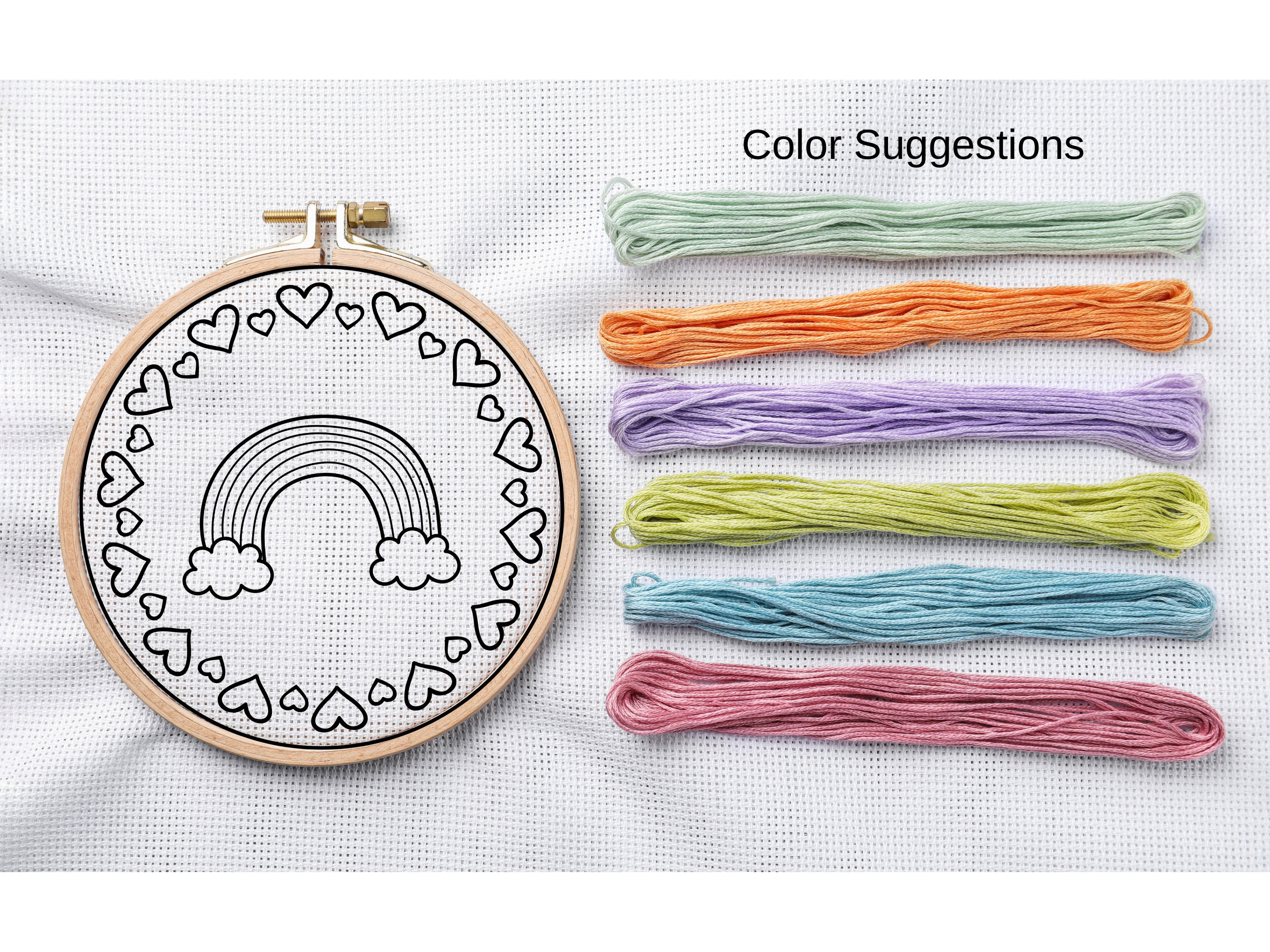 Rainbow Embroidery Pattern PDF Pattern Rainbow Hearts - Etsy