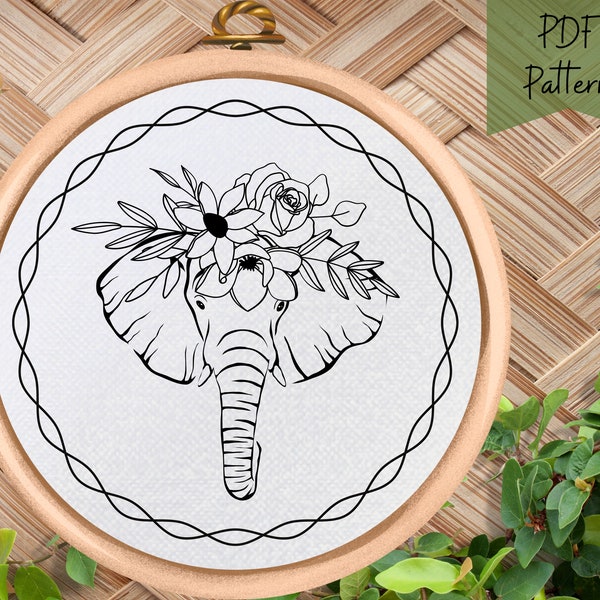 Elephant Embroidery (You'll Love) - Etsy