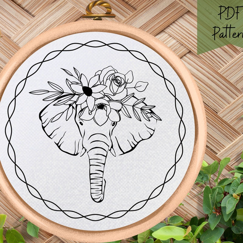 Elephant Embroidery - Etsy