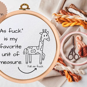 Funny Hand Embroidery Pattern PDF Pattern Download Crude Humor Giraffe ...