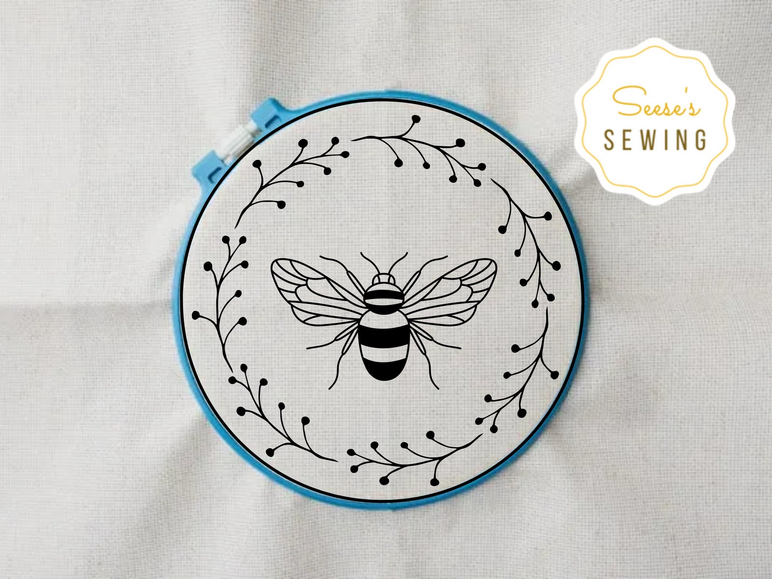 Bee Hand Embroidery Pattern: Floral Design (PDF Pattern) - Etsy