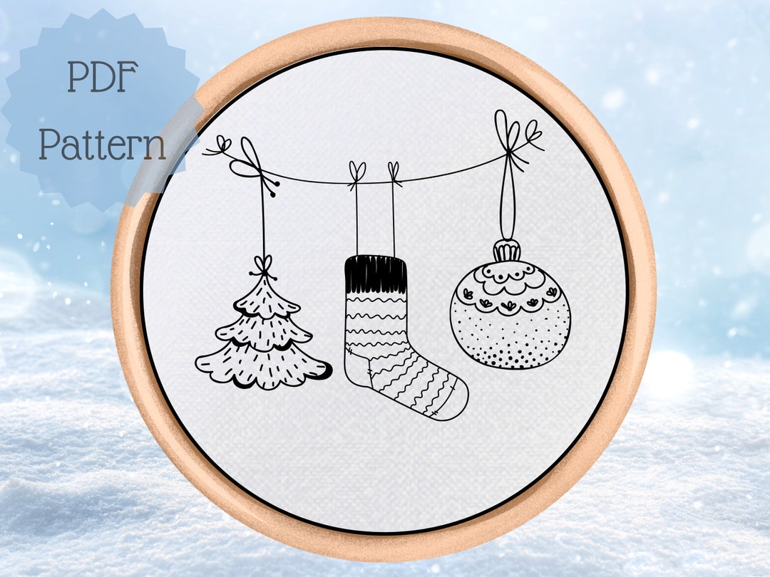 PDF Pattern - Christmas Hand Embroidery Design - Ornaments Embroidery ...