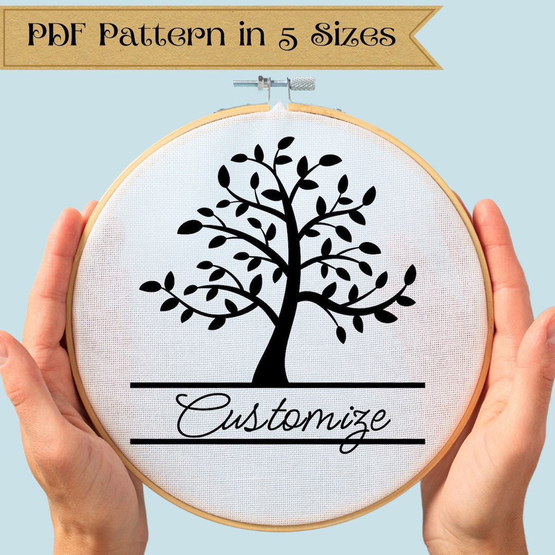 Tree of Life Hand Embroidery Pattern: Customizable Text, 5 Sizes (PDF ...