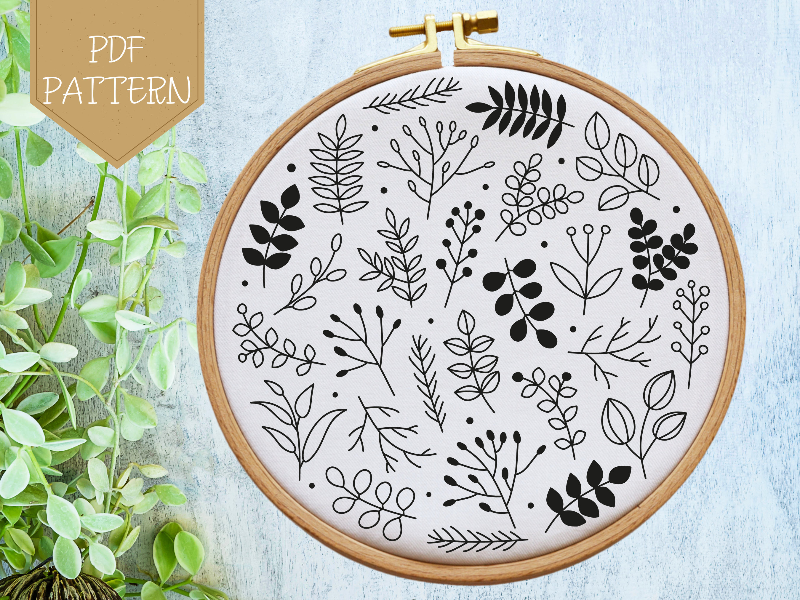 Leaves and Flowers Hand Embroidery Pattern Floral PDF Pattern - Etsy