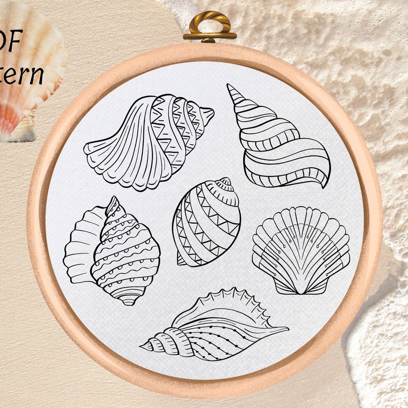 Seashell Embroidery - Etsy