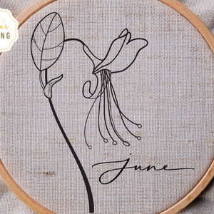 Floral Hand Embroidery PDF Pattern, June Honeysuckle - Etsy