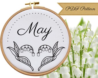 Bluebells Hand Embroidery Pattern, Lily of the Valley Embroidery Pattern, May Birth Flowers ...