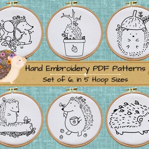Adorable Hedgehog Hand Embroidery PDF Pattern Set - Perfect for ...