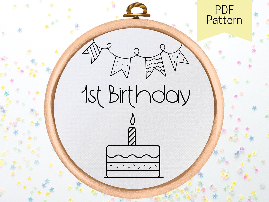 First Birthday Hand Embroidery Pattern: DIY Keepsake (PDF Pattern) - Etsy