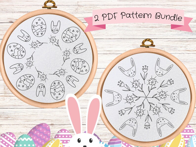 Easter Hand Embroidery Pattern PDF Pattern Bundle Set of 2 - Etsy