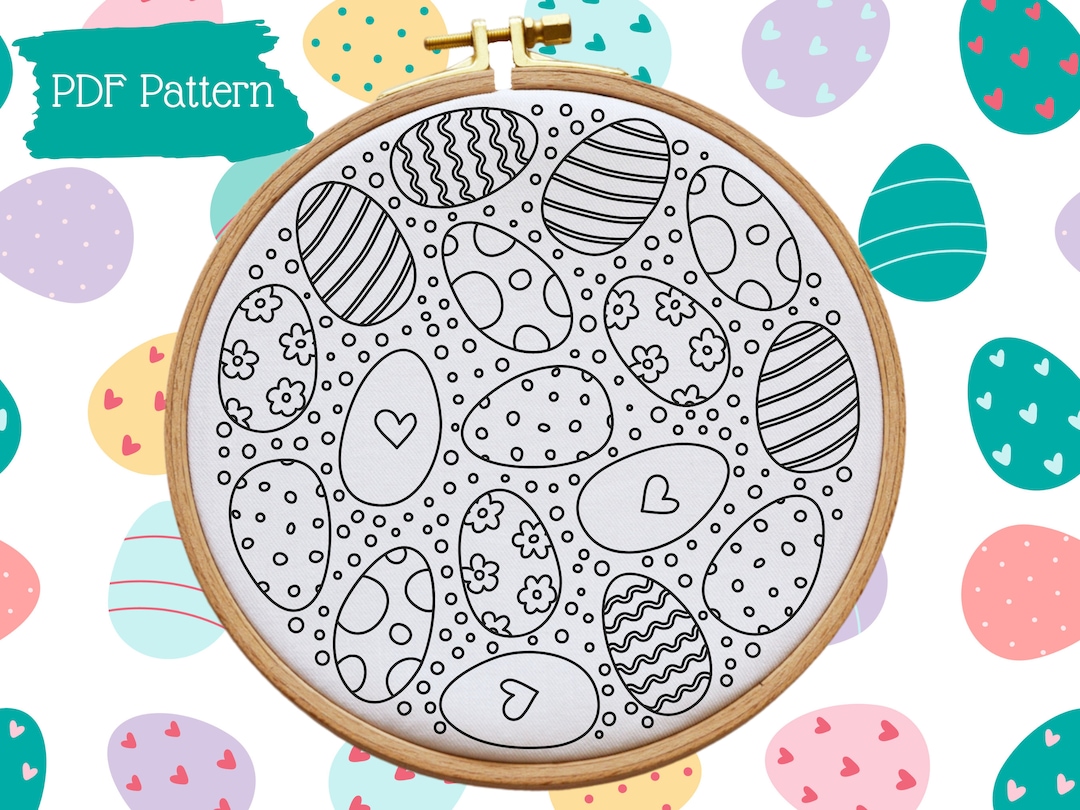 Easter Hand Embroidery Pattern, PDF Pattern, Easter Eggs, Instant ...
