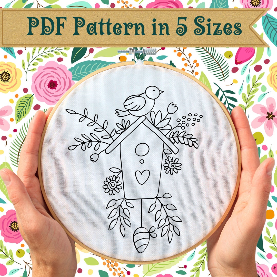 Whimsical Birdhouse Hand Embroidery Pattern - Instant Download in 5 ...