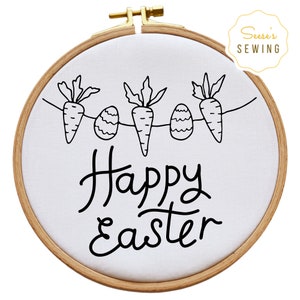 Happy Easter Hand Embroidery PDF Pattern - 5 Sizes Available - Digital ...