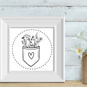 Floral Hand Embroidery Pattern - PDF Pattern Download - Flower Pocket ...