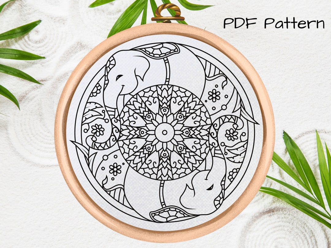 Elephant Hand Embroidery Pattern - PDF Pattern Download - Mandala ...