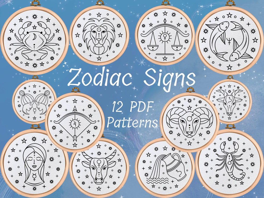 PDF Pattern - Zodiac Signs Hand Embroidery Design - Beginner Embroidery ...